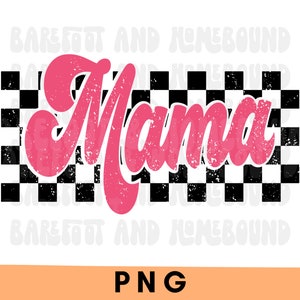 Pink Retro Checkered Mama PNG, Distressed Pink Mom Design, Trendy Mom ...