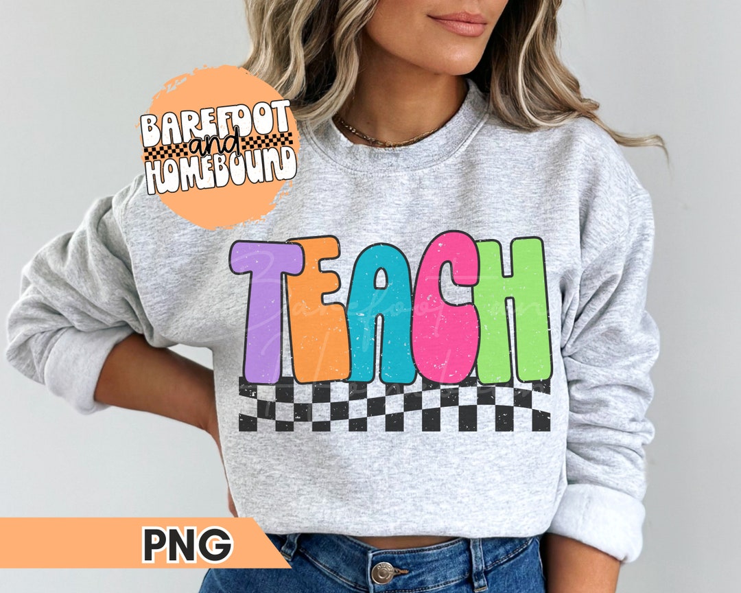 Colorful Checkered Teacher PNG, Retro Teacher Png, Bright Teach PNG, Retro Teach Png, Teacher ...