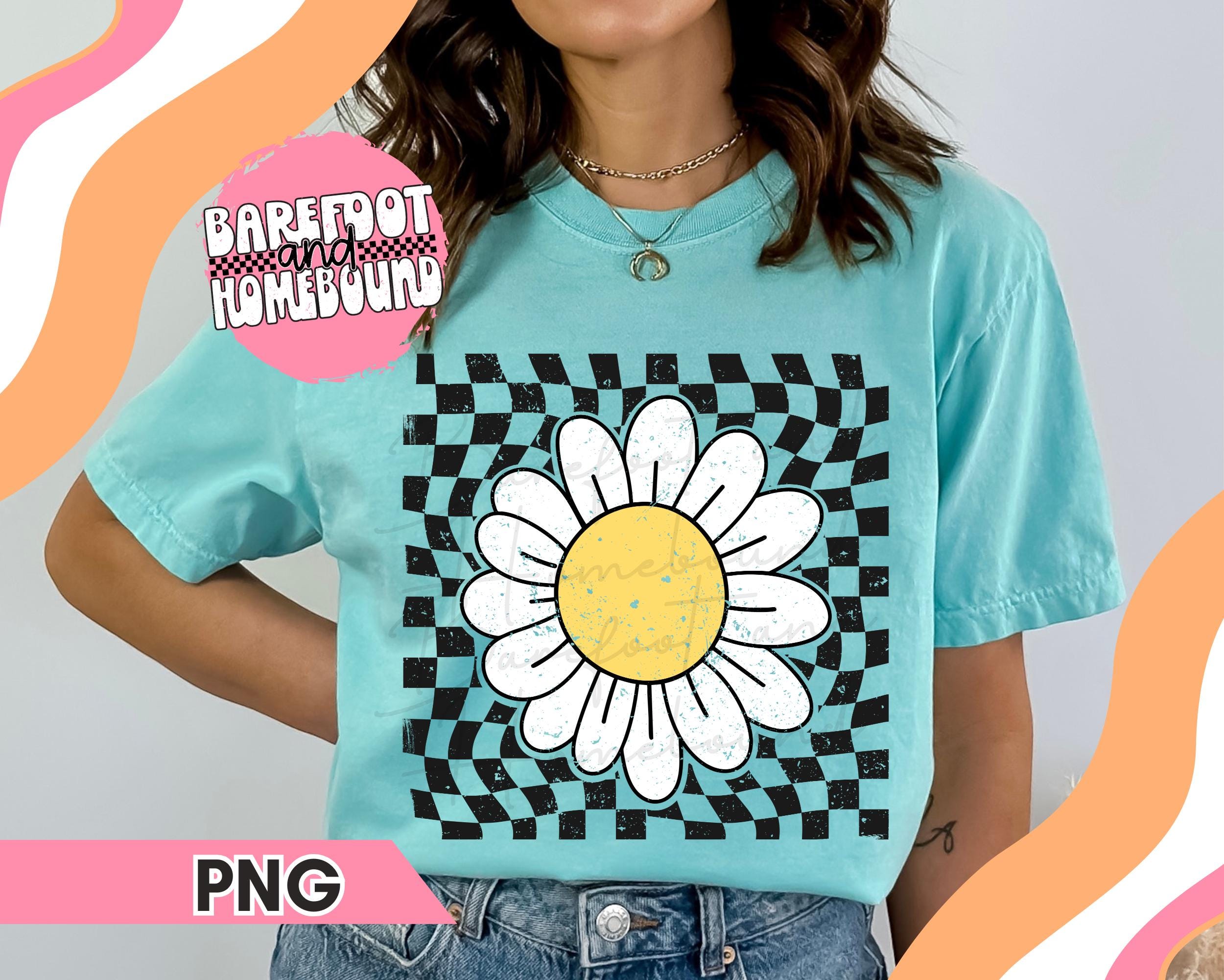 Checkered Daisy PNG: Distressed Retro Flower Design (digital File) - Etsy