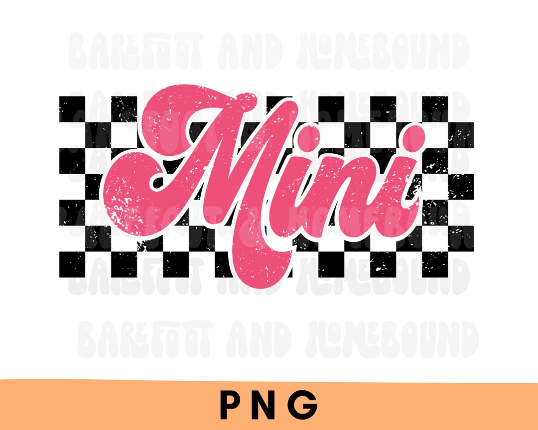 Pink Checkered Mini PNG, Distressed Retro Mini Design, Trendy Retro ...
