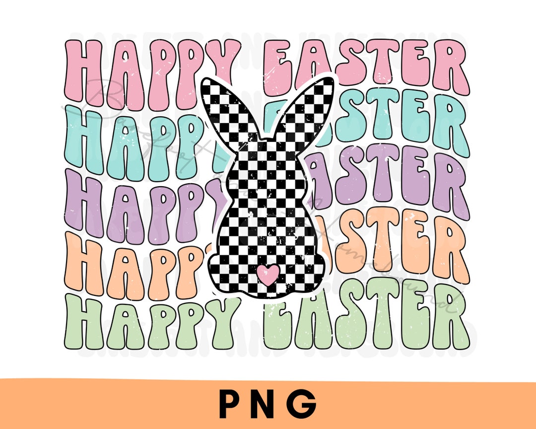 Retro Checkered Easter Bunny PNG, Happy Easter Png, Bunny Digital Png ...