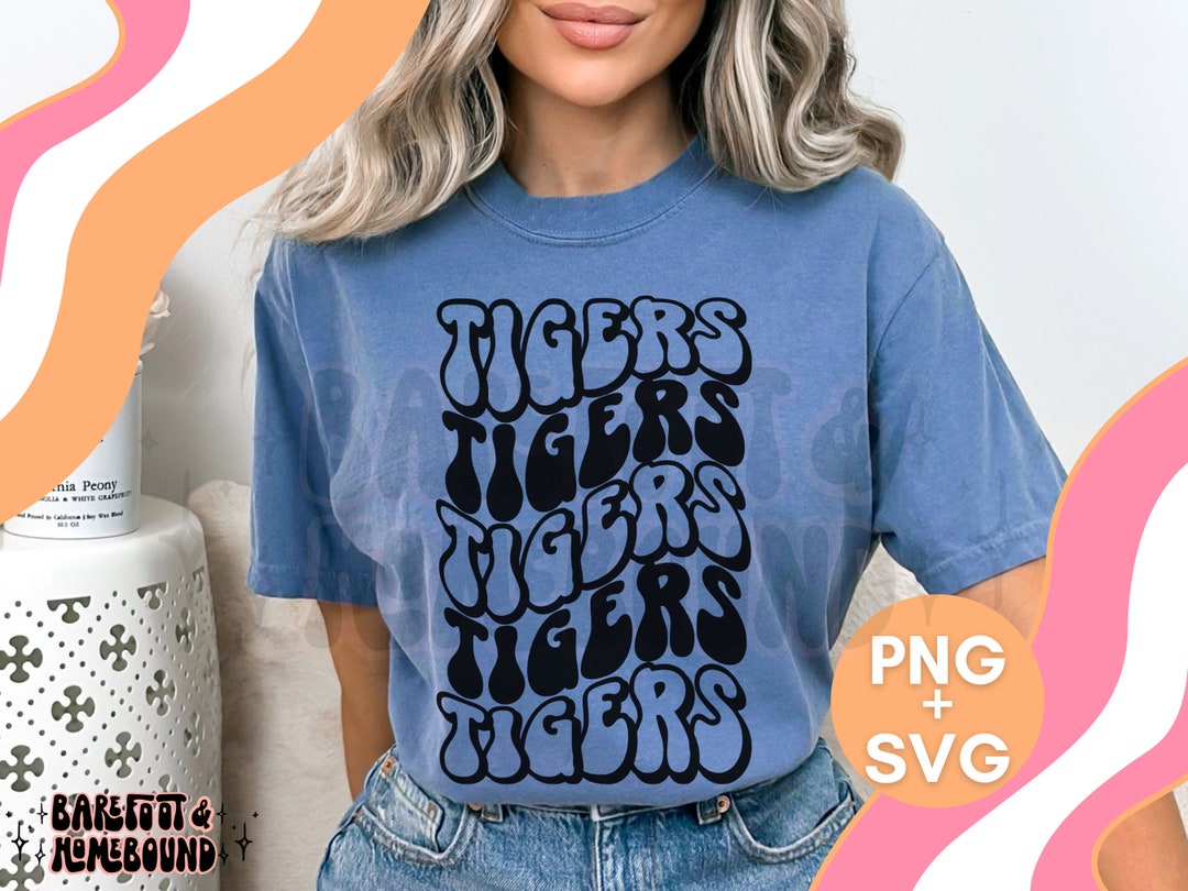 Retro Wavy Tigers SVG PNG: School Mascot Design - Etsy