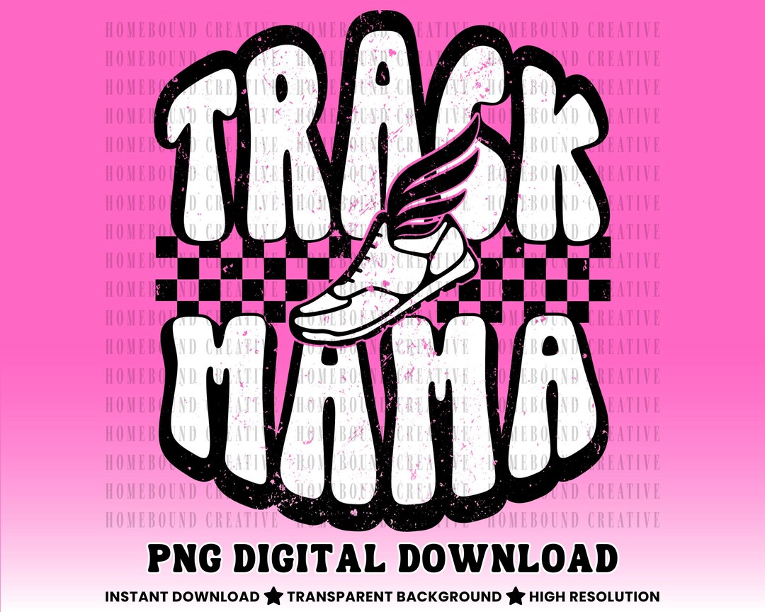 Retro Track Mama PNG: Checkered Sports Mom Shirt Designs (digital ...