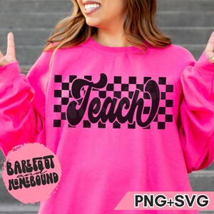 Checkered Teach SVG, Teacher Design, Checkered Teach Png, Teach Digital ...