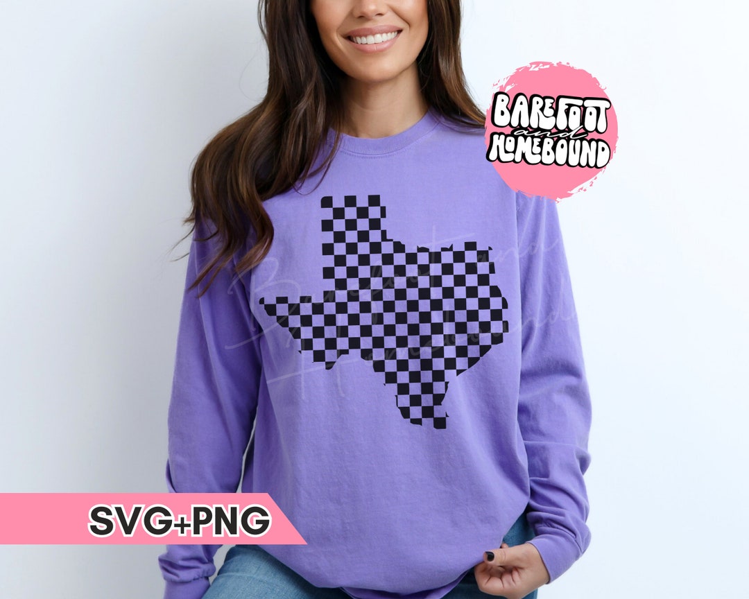 Checkered Texas SVG: Outline Design, Shirt Cut File (digital Download ...