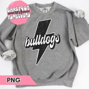 Retro Lightning Bulldogs PNG: Team Shirt Design (digital Download) - Etsy