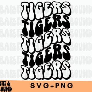 Retro Wavy Tigers SVG PNG: School Mascot Design - Etsy