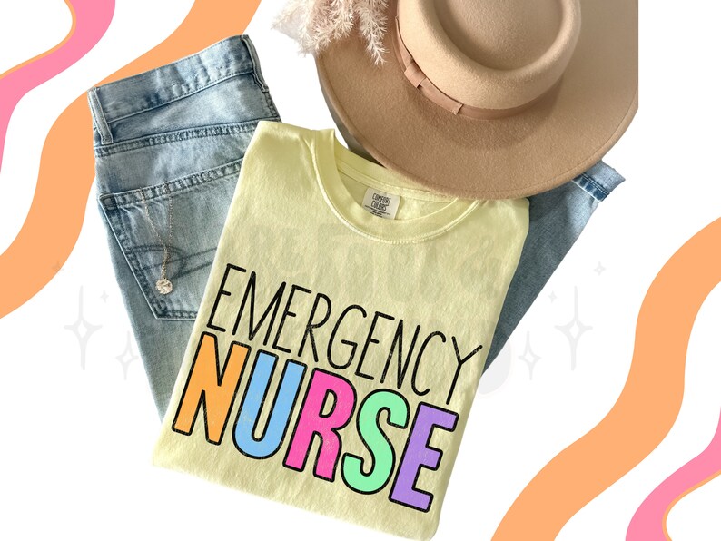 Emergency Nurse PNG Colorful Nursing Design Trendy ER Nurse - Etsy