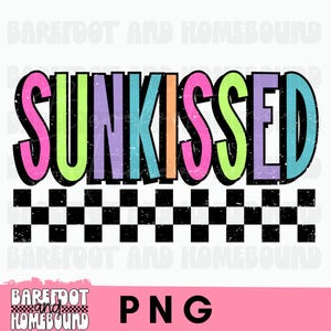 Checkered Neon Sunkissed PNG: Bright Summer Design (digital Download ...