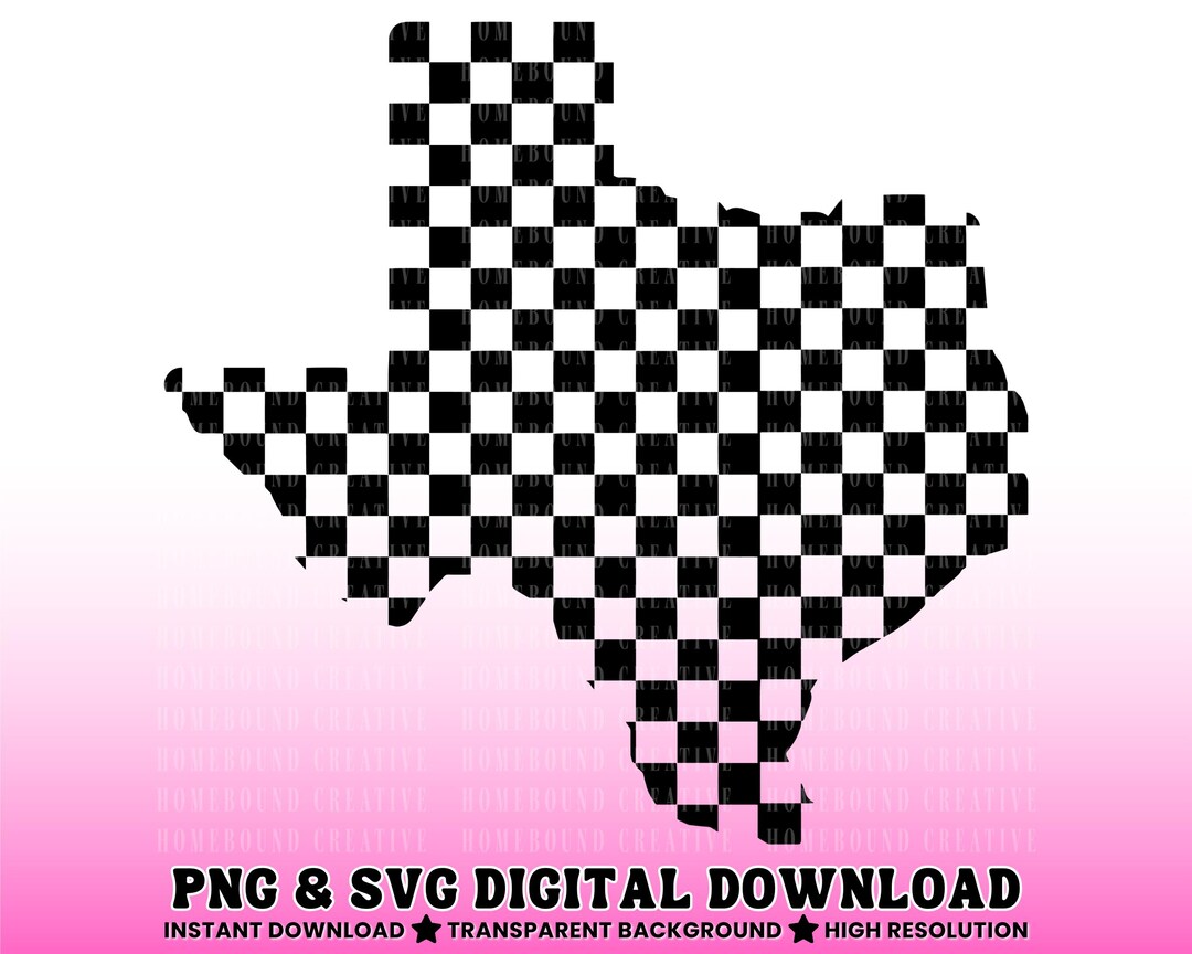 Checkered Texas SVG: Outline Design, Shirt Cut File (digital Download ...