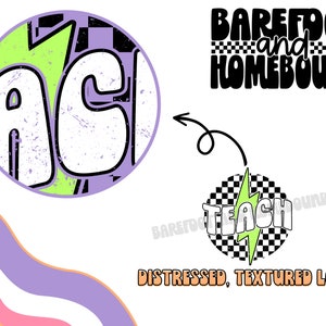 Neon Checkered Teach PNG, Teacher Png, Lightning Bolt Teach PNG, Retro ...