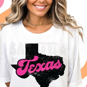 Pink Retro Texas PNG, Pink and Black TX Design, Trendy Texas Digital ...