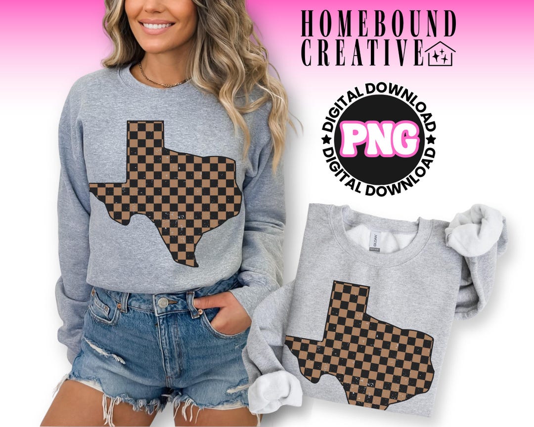 Checkered Texas PNG: Neutral Preppy TX Shirt Design (digital Download ...