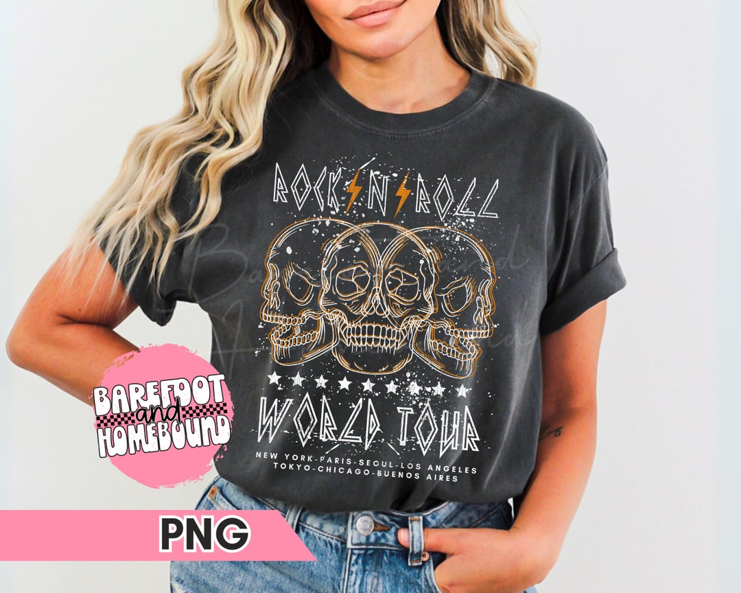 Rock World Tour Skull PNG, Cool Rocker Design, Trendy Edgy Digital File ...