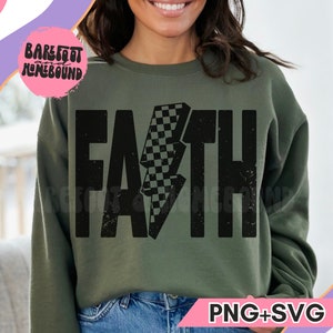 Checkered Faith SVG Bundle: Grunge Lightning Bolt Design (digital ...