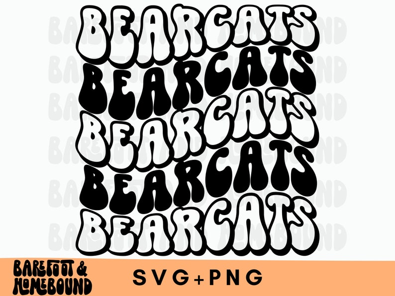 Retro Wavy Bearcats SVG Bearcats Mascot PNG Bearcats School - Etsy
