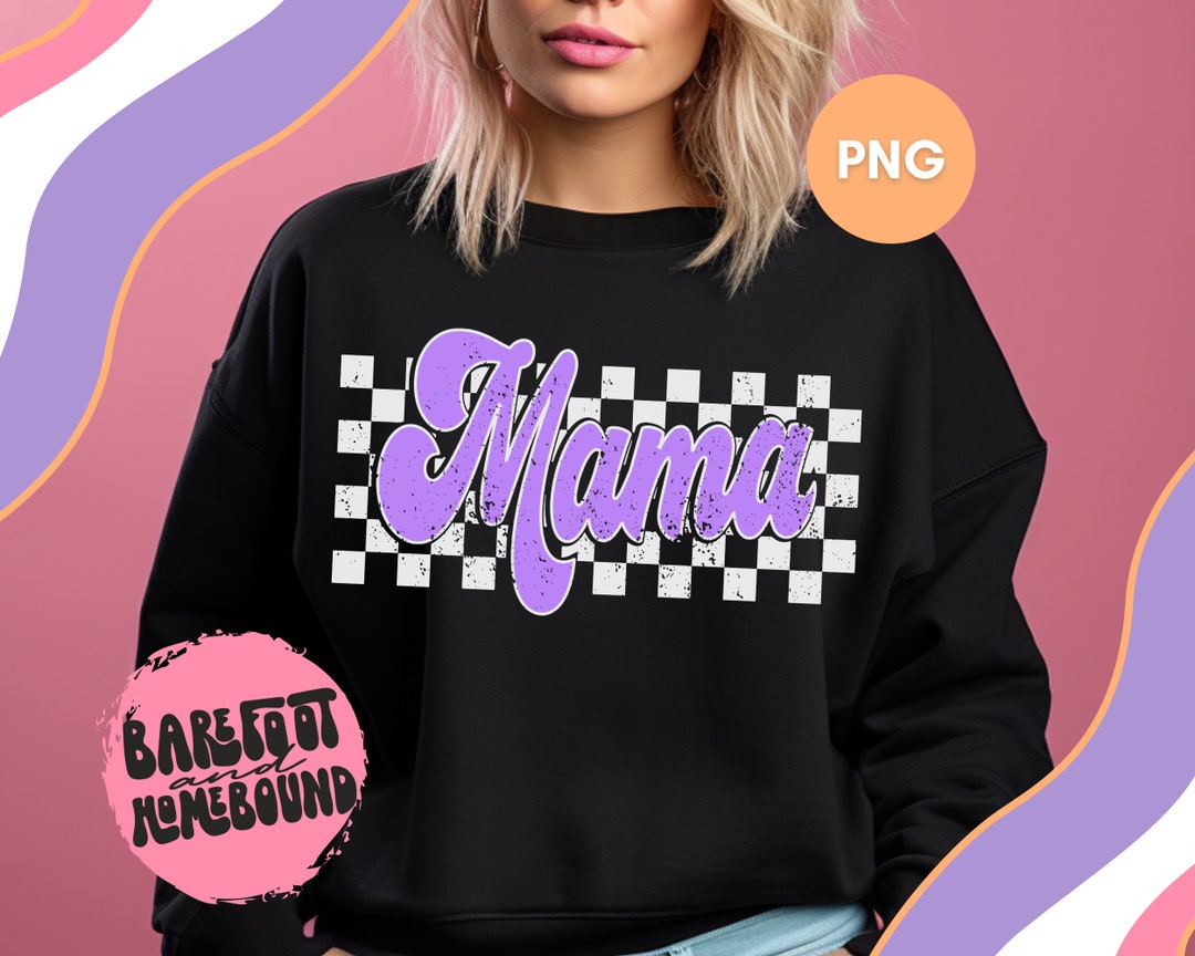 Retro Checkered Mama PNG, Violet Purple Distressed Mom Design, Trendy ...