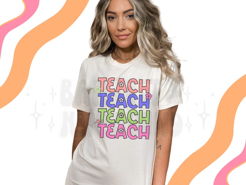 Retro Teach PNG Retro Teacher Design Trendy Teacher Digital - Etsy