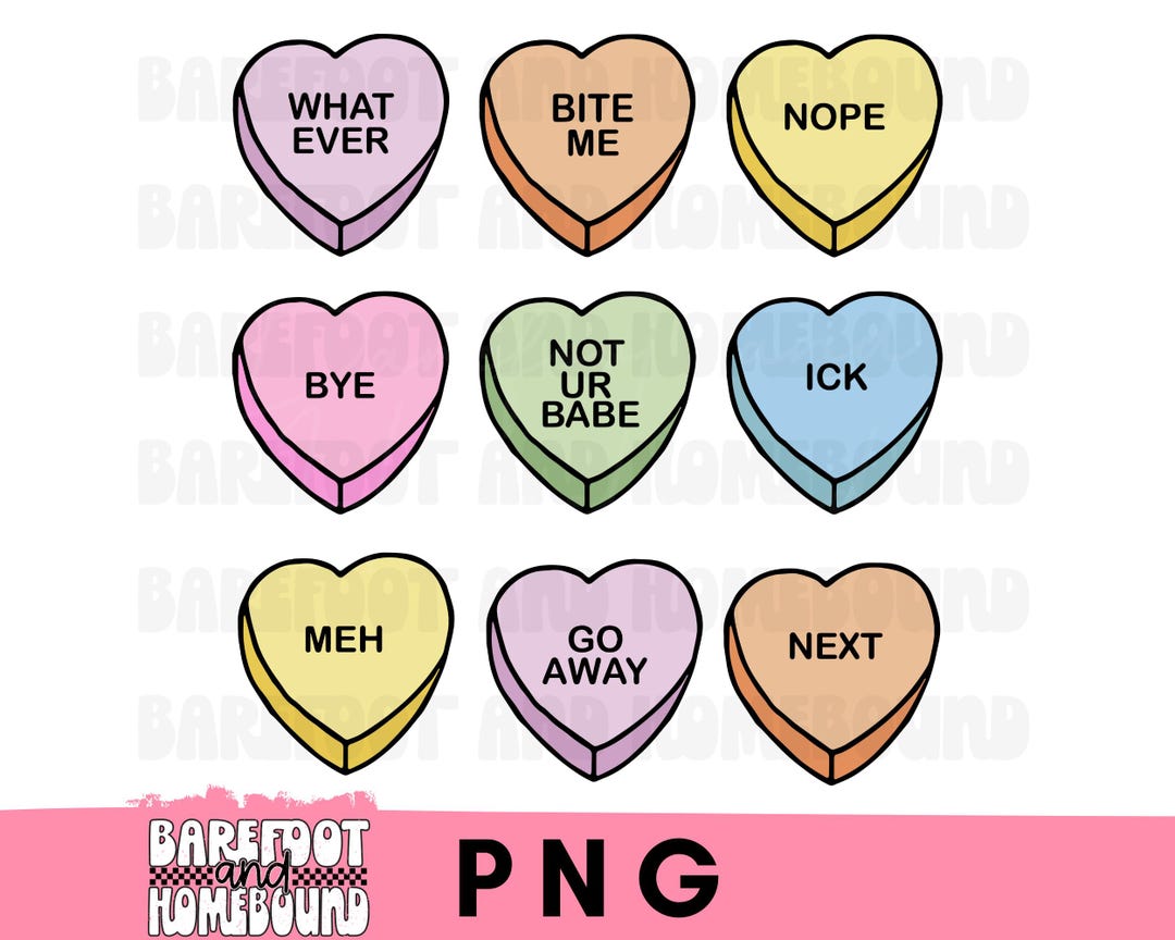 Anti Valentines PNG, Candy Hearts Png, Funny Valentine Design ...