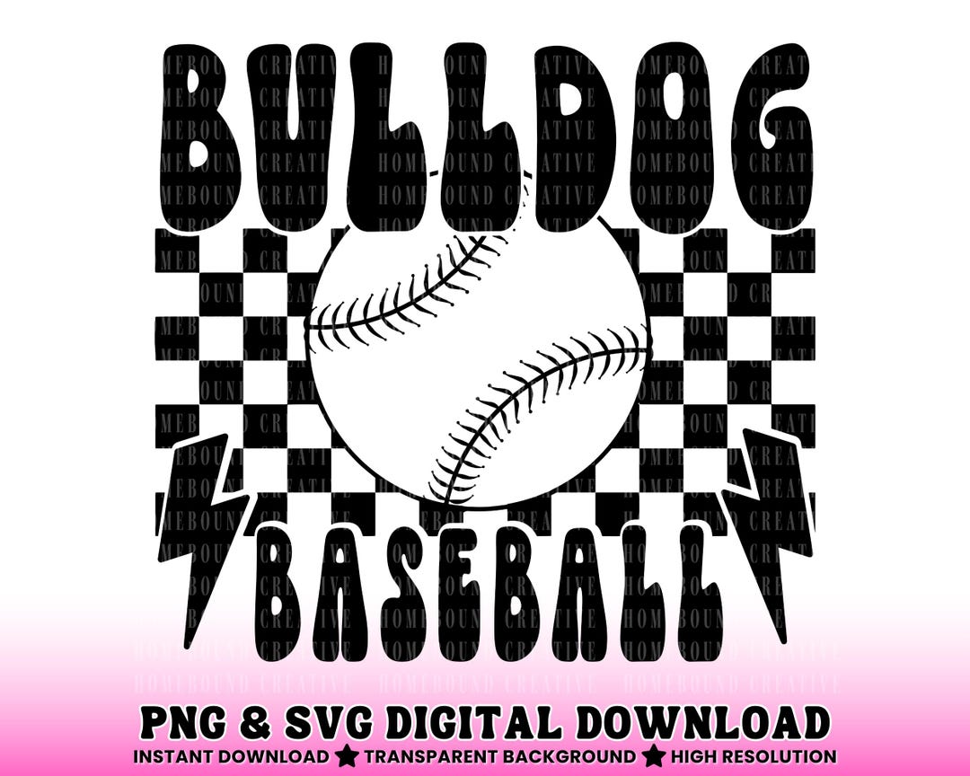 Retro Bulldog Baseball SVG: Checkered Mascot Shirt Design (digital ...