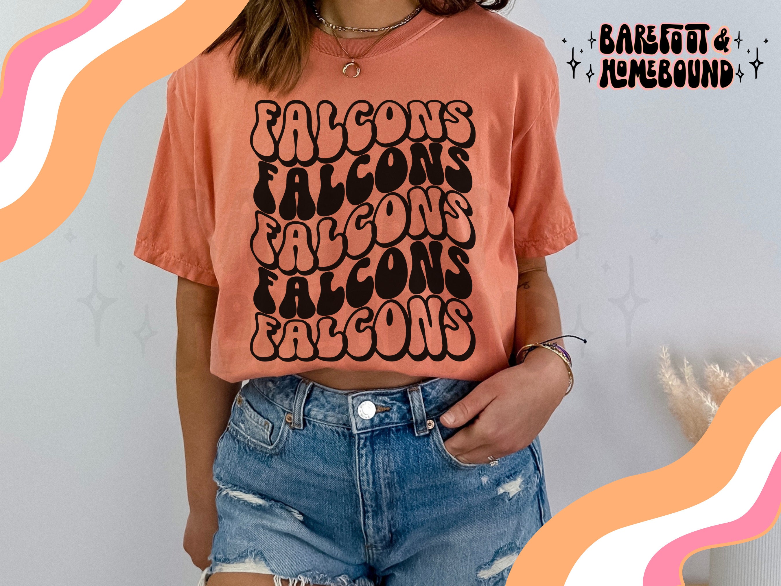 Retro Wavy Falcons SVG Falcons Mascot PNG Falcons School - Etsy