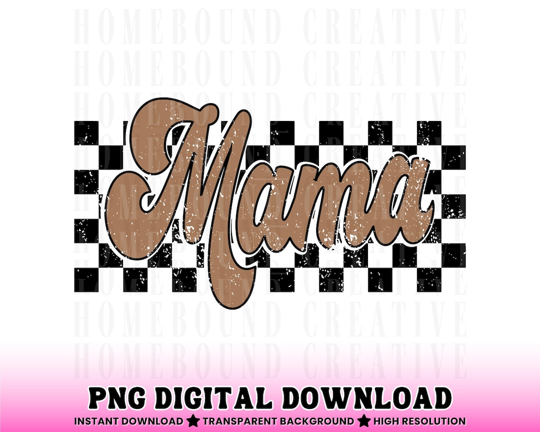Retro Checkered Mama PNG: Distressed Mom Design (digital Download) - Etsy