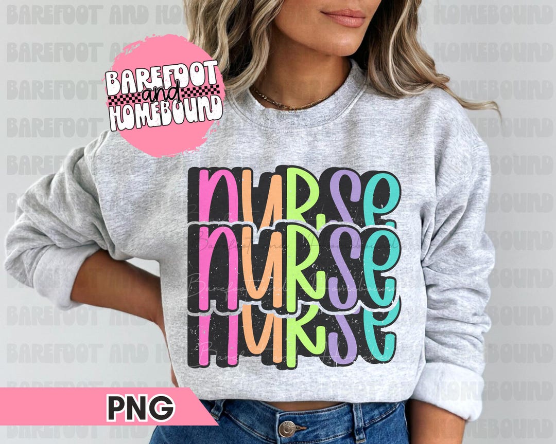 Colorful Nurse PNG, Bright Nursing Png, Neon Handwriting Nurse PNG ...