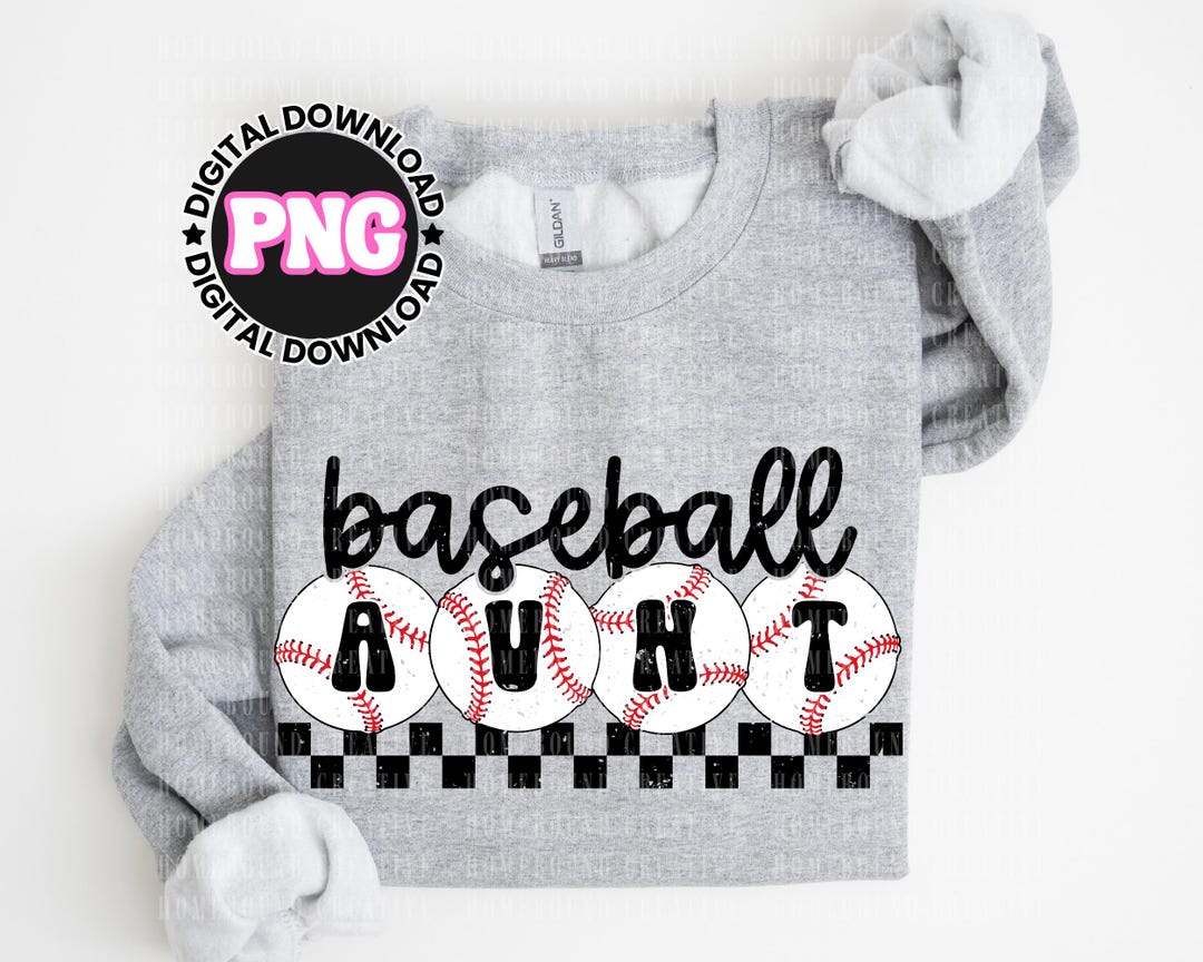 Checkered Baseball Aunt PNG: Retro Sports Fan Shirt Design (digital ...