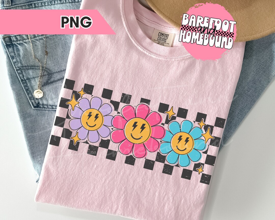 Checkerboard Flowers PNG, Retro Checkered Summer PNG, Retro Flower ...