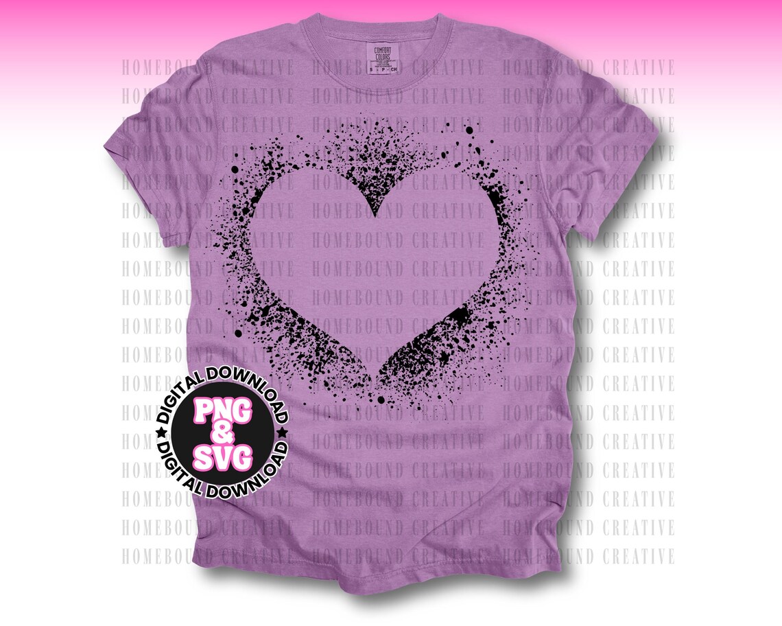 Paint Splatter Heart SVG: Graffiti Valentine Love Shirt Design (digital ...