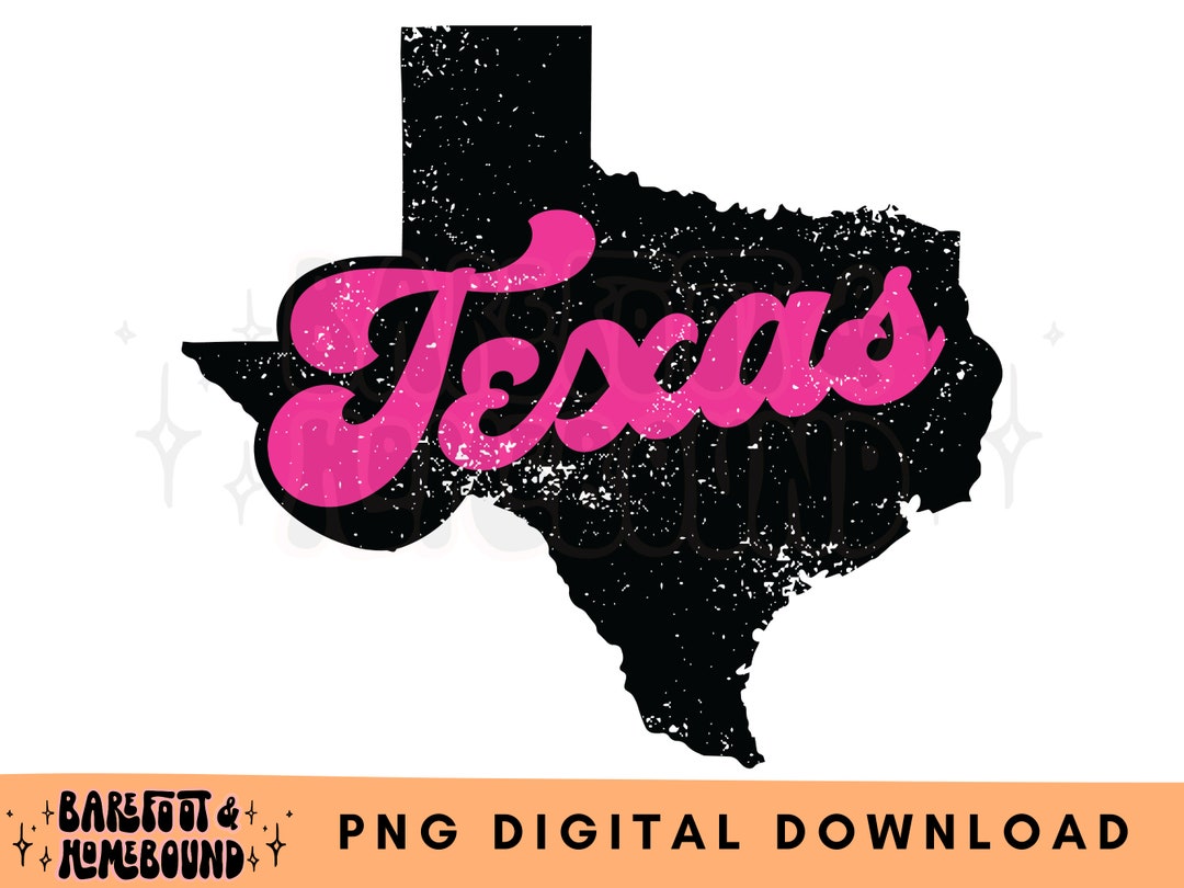 Pink Retro Texas PNG, Pink and Black TX Design, Trendy Texas Digital ...