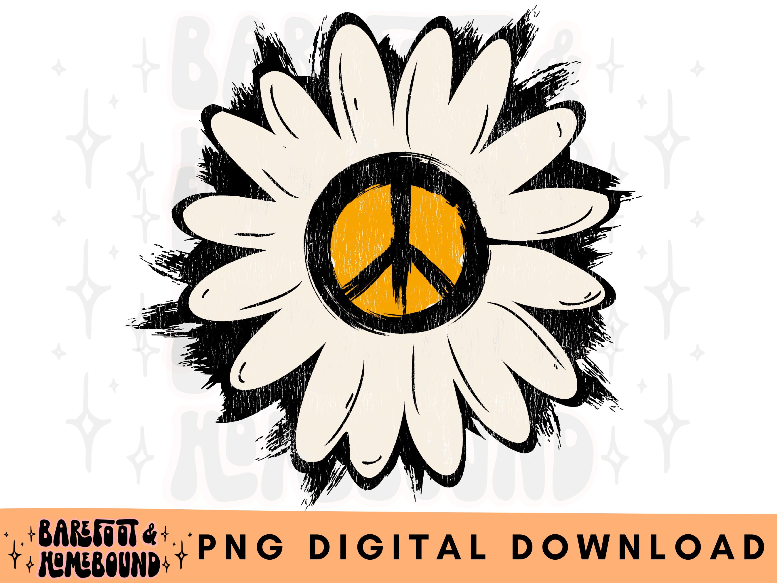 Grunge Peace Daisy PNG Summertime Png Trendy Daisy Clipart - Etsy