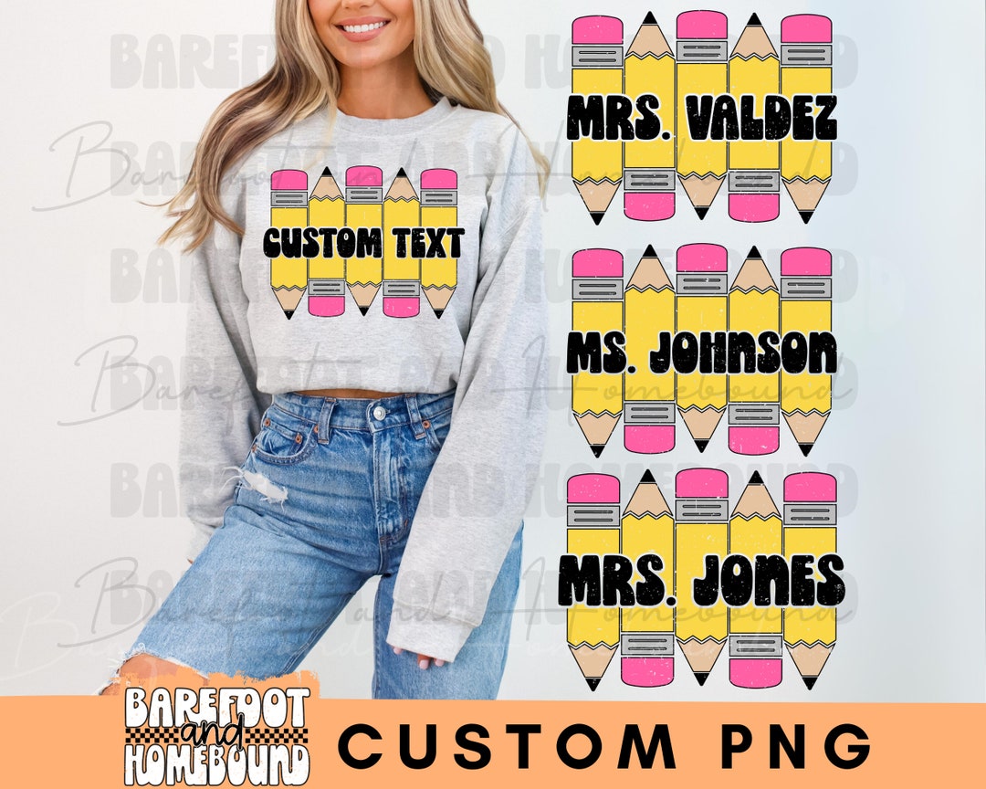 Custom Teacher Name PNG: Retro Pencil Design (digital Download) - Etsy