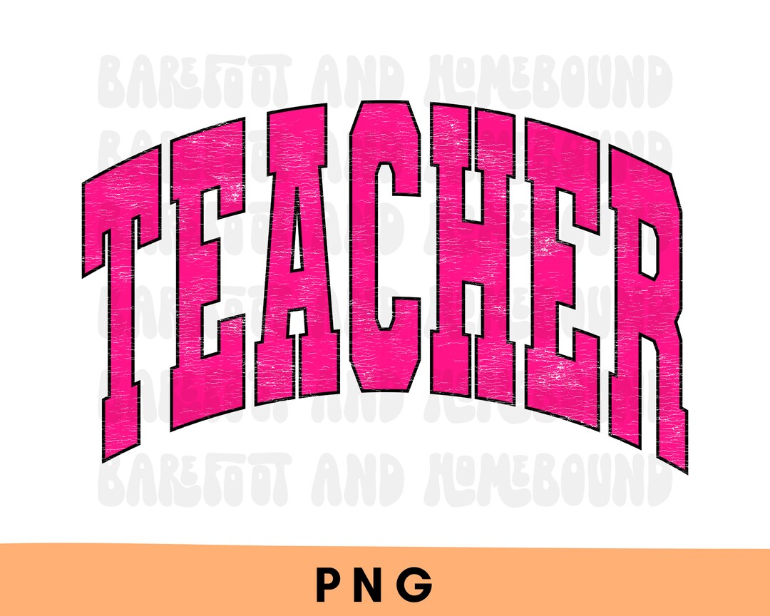 Varsity Pink Teacher PNG: Trendy Design (digital Download) - Etsy