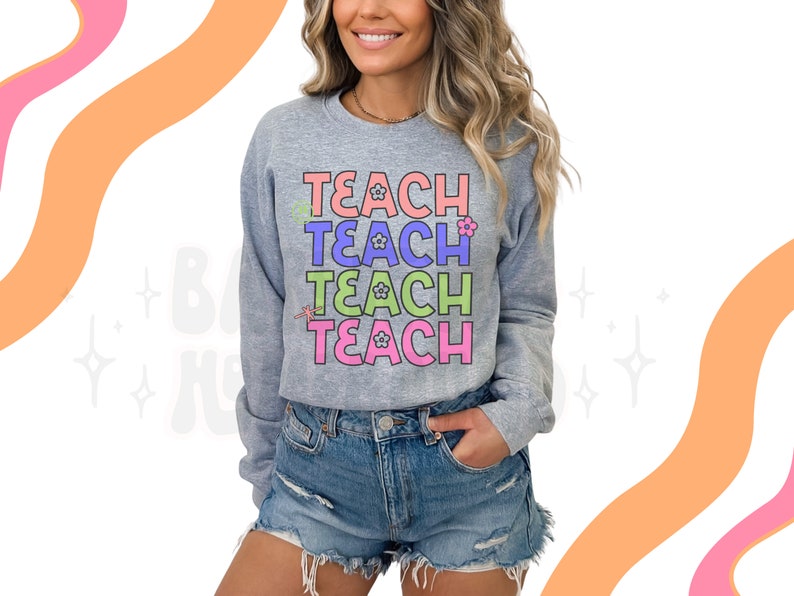 Retro Teach PNG Retro Teacher Design Trendy Teacher Digital - Etsy