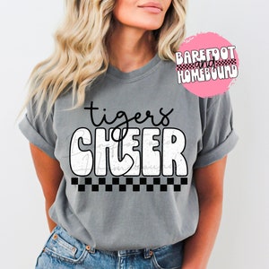 Checkered Tigers Cheer PNG, Tigers Cheerleading PNG, School Mascot ...