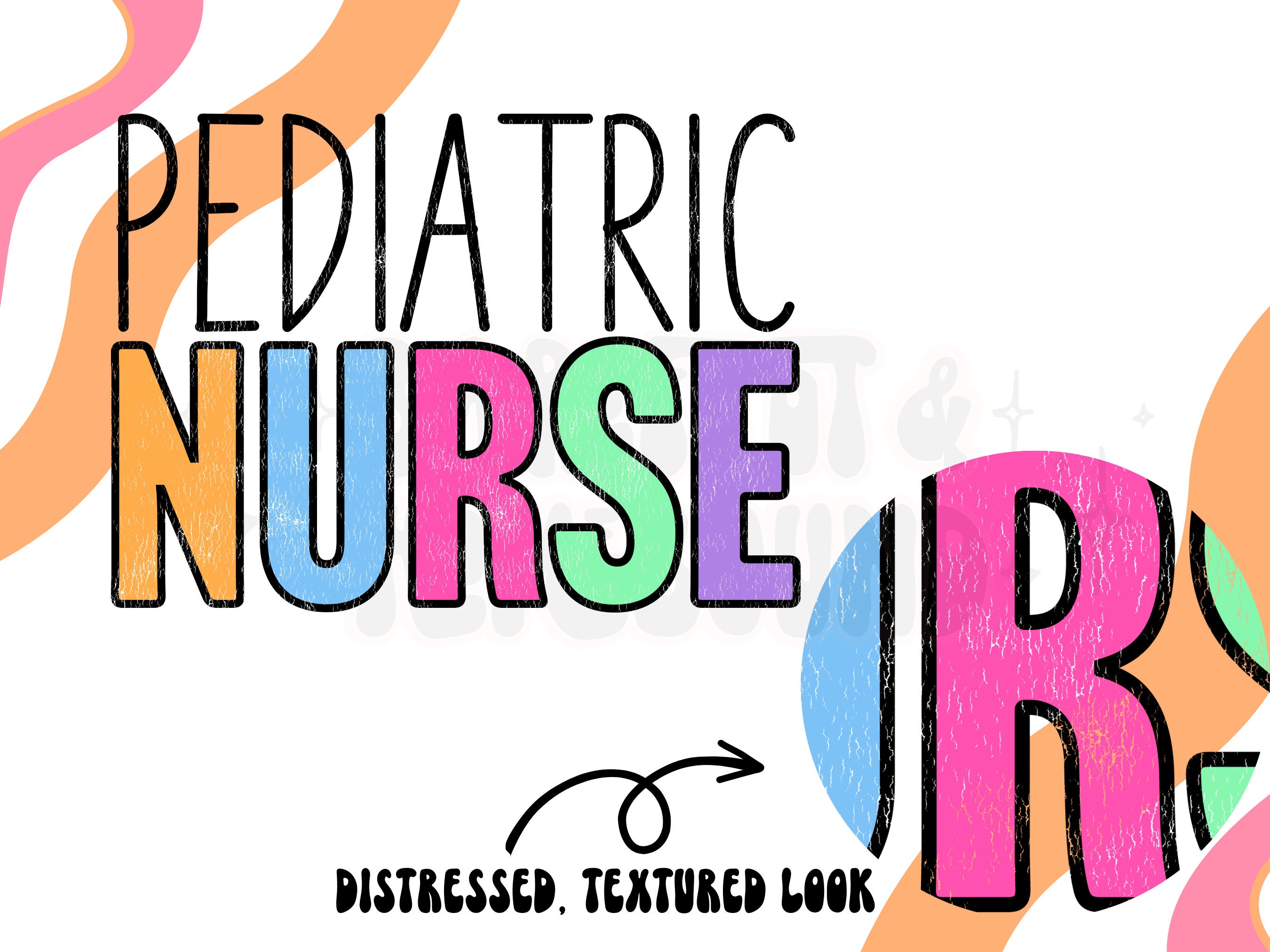 Pediatric Nurse PNG Colorful Nursing Design Trendy Pediatric - Etsy