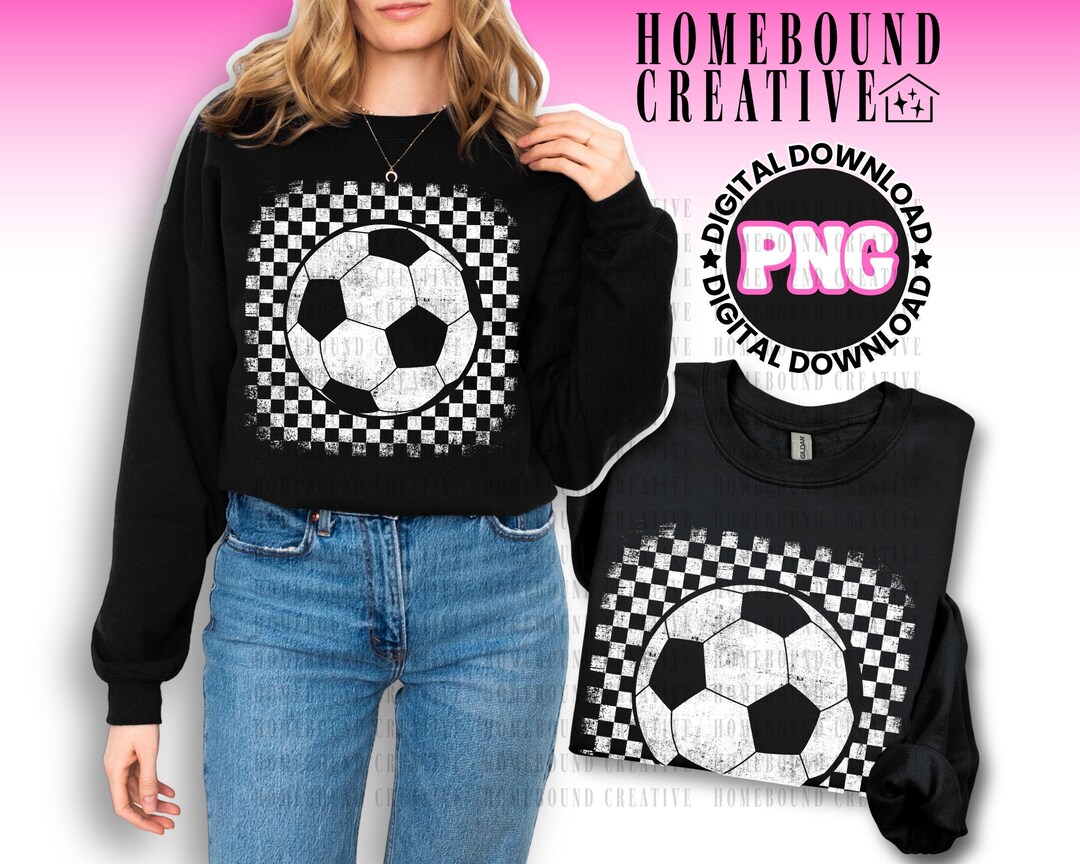 Checkered Soccer Ball PNG: Retro Grunge Sports Shirt Design (digital ...