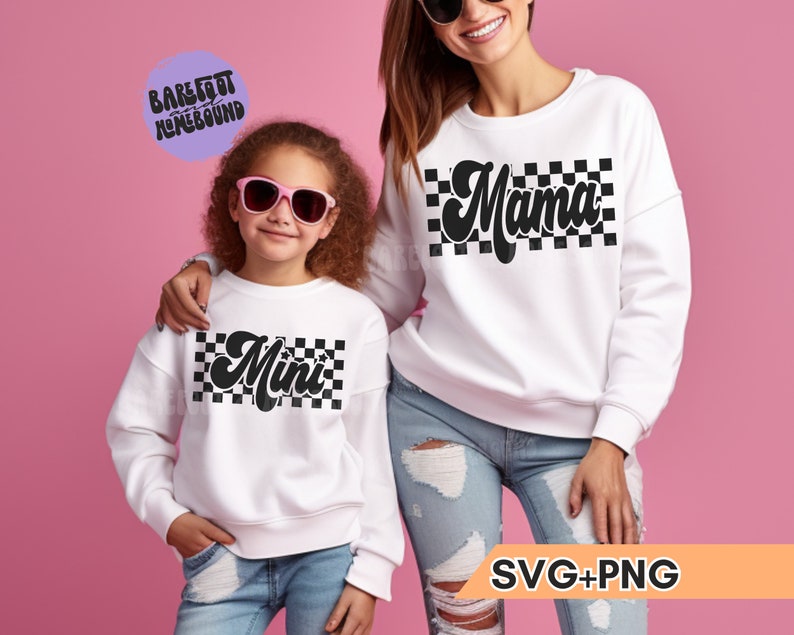 Checkered Mama Mini SVG PNG: Retro Mom and Me Bundle - Etsy