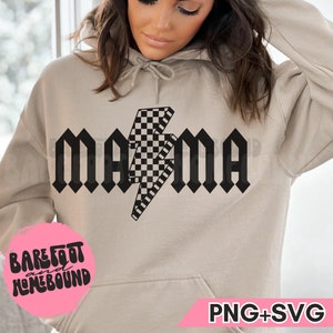 Checkered Mama SVG, Lightning Bolt Mama Svg, Rocker Mom SVG, Mom PNG ...