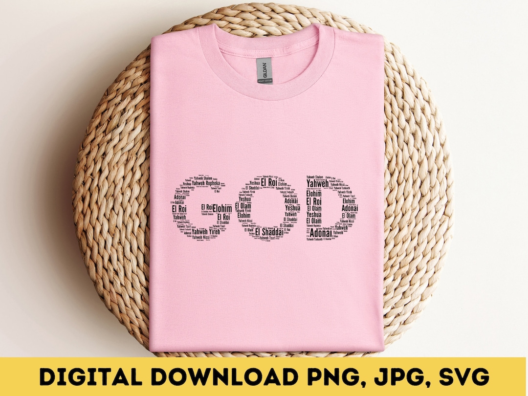 Names of God Word Art Digital Download, JPG,PNG,SVG Formats, Religious ...