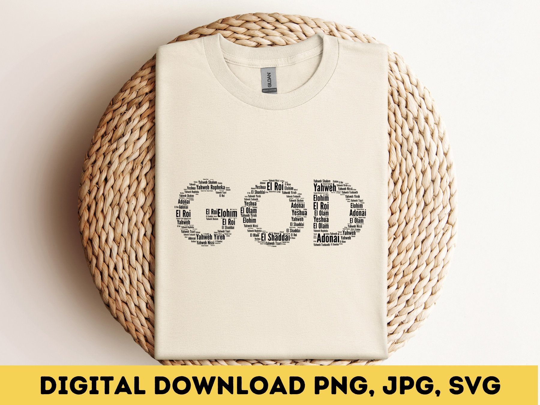 Names of God Word Art Digital Download, JPG,PNG,SVG Formats, Religious ...
