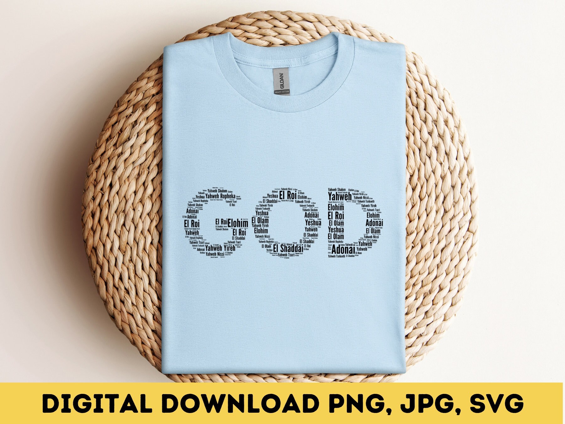 Names of God Word Art Digital Download, JPG,PNG,SVG Formats, Religious ...