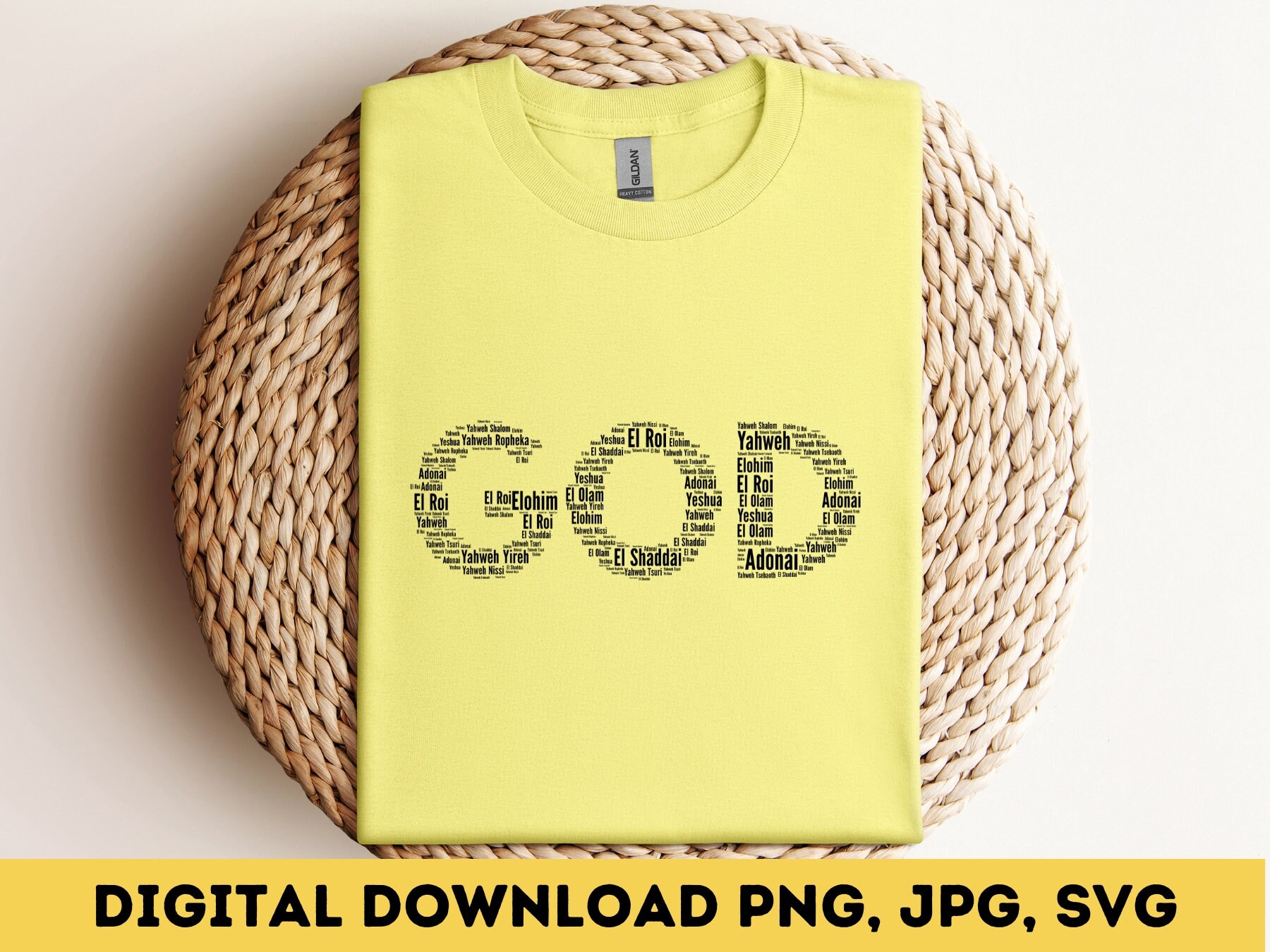 Names of God Word Art Digital Download, JPG,PNG,SVG Formats, Religious ...