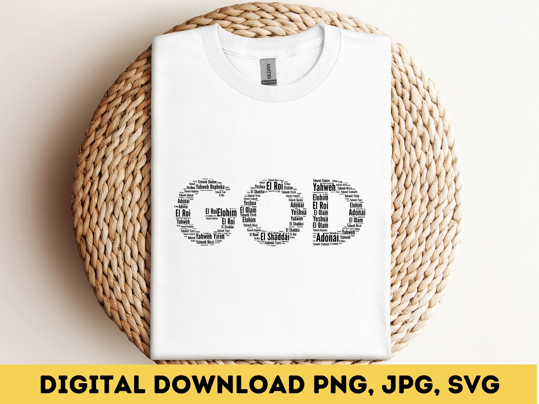 Names of God Word Art Digital Download, JPG,PNG,SVG Formats, Religious ...