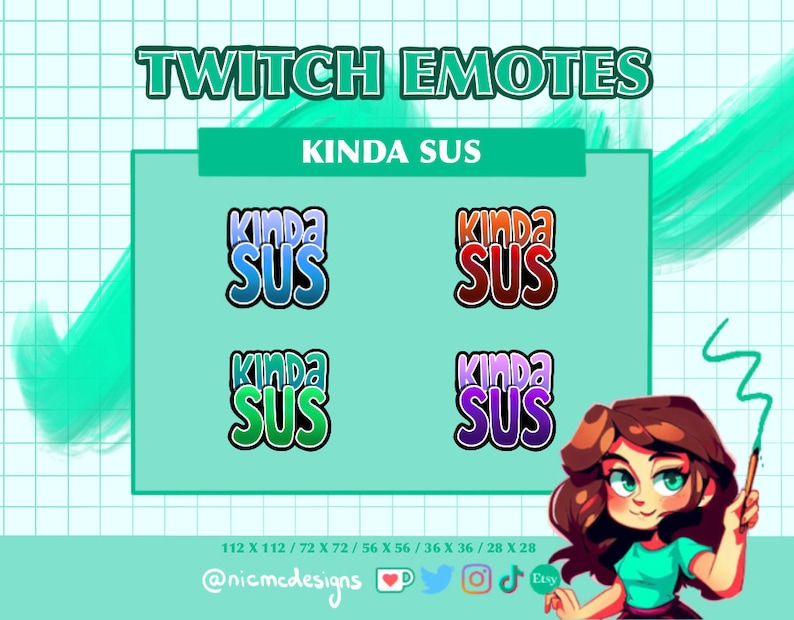KINDA SUS EMOTE | Text Emote | Twitch Emotes | Digital Art | Custom ...