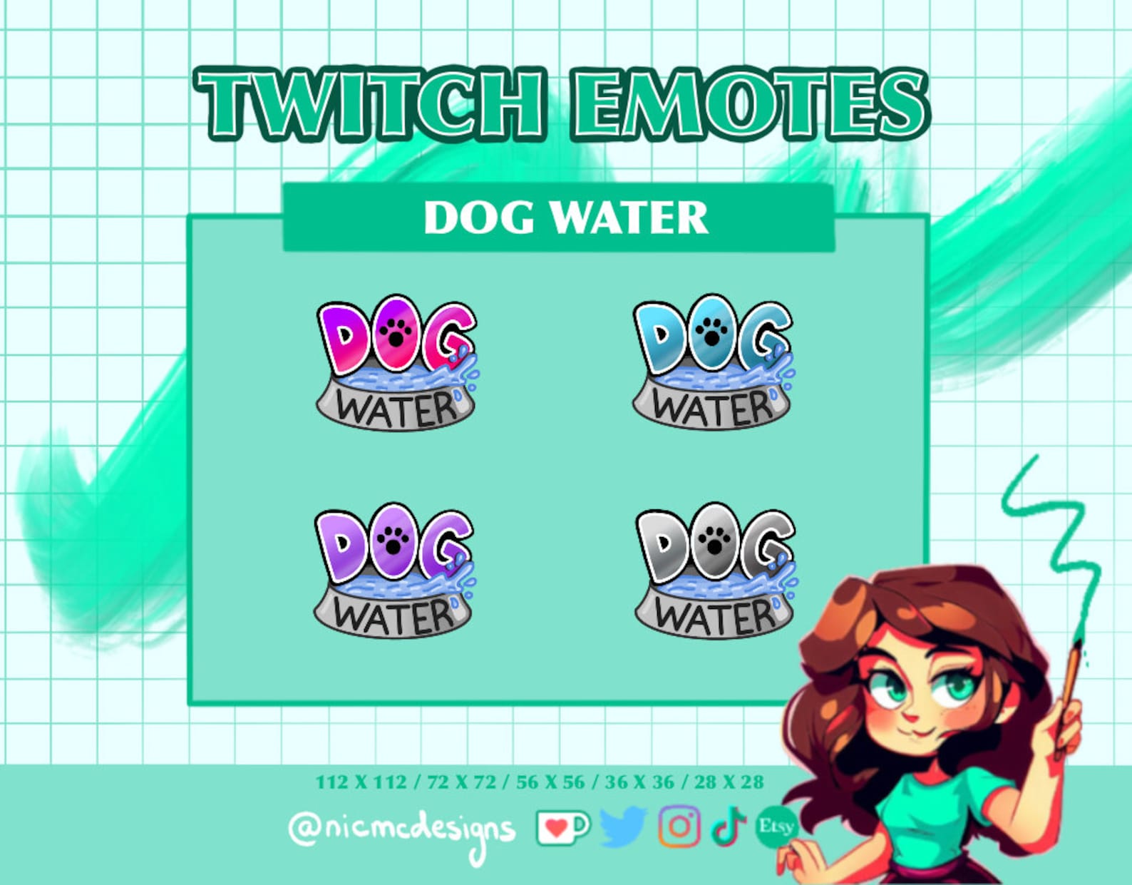 DOG WATER EMOTE | Twitch | Twitch Emotes | Emote Art | Cheap Emotes ...