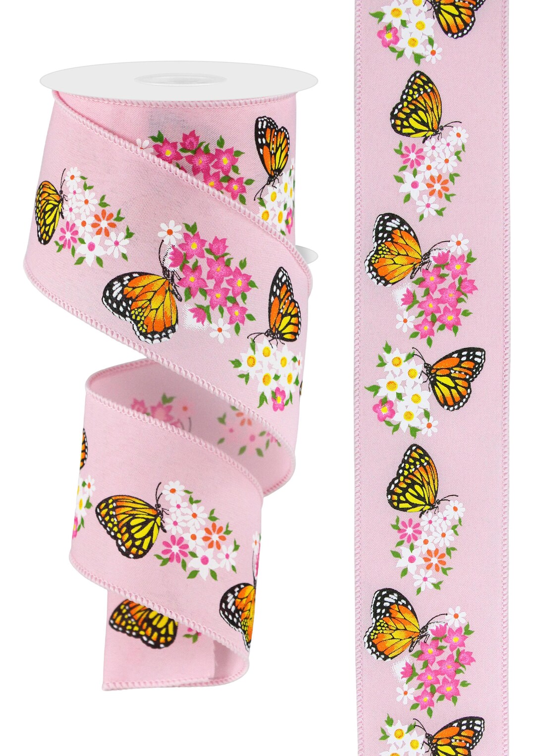 Butterfly Wired Ribbon, 2.5" X 10yd Butterfly With Flowers, Butterflies ...