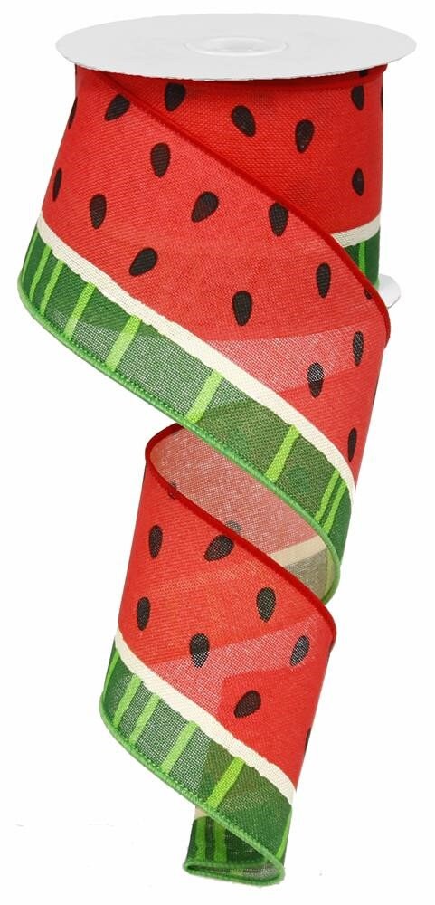 Watermelon Wired Ribbon Bold Watermelon on Royal - Etsy
