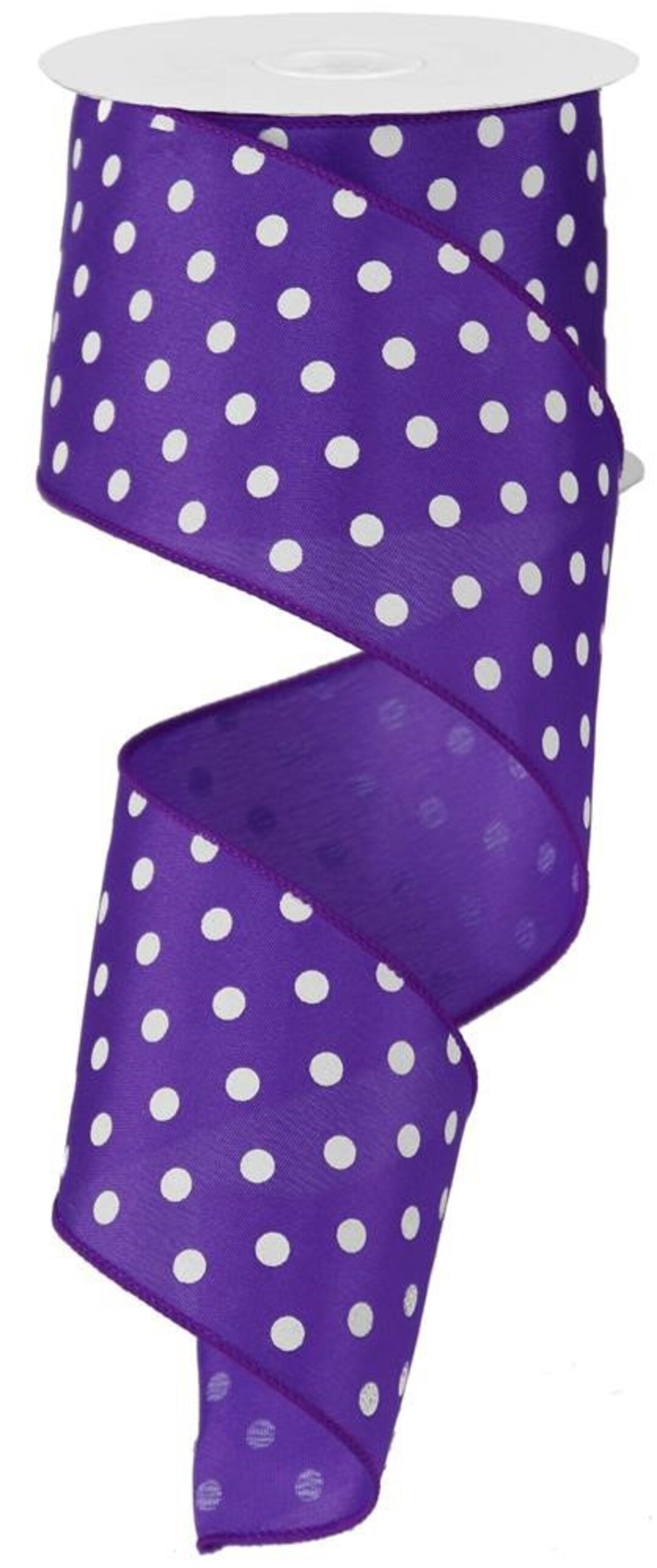 2.5"x10yd Small Polka Dot, Purple and White Polka Dots Wired Ribbon - Etsy
